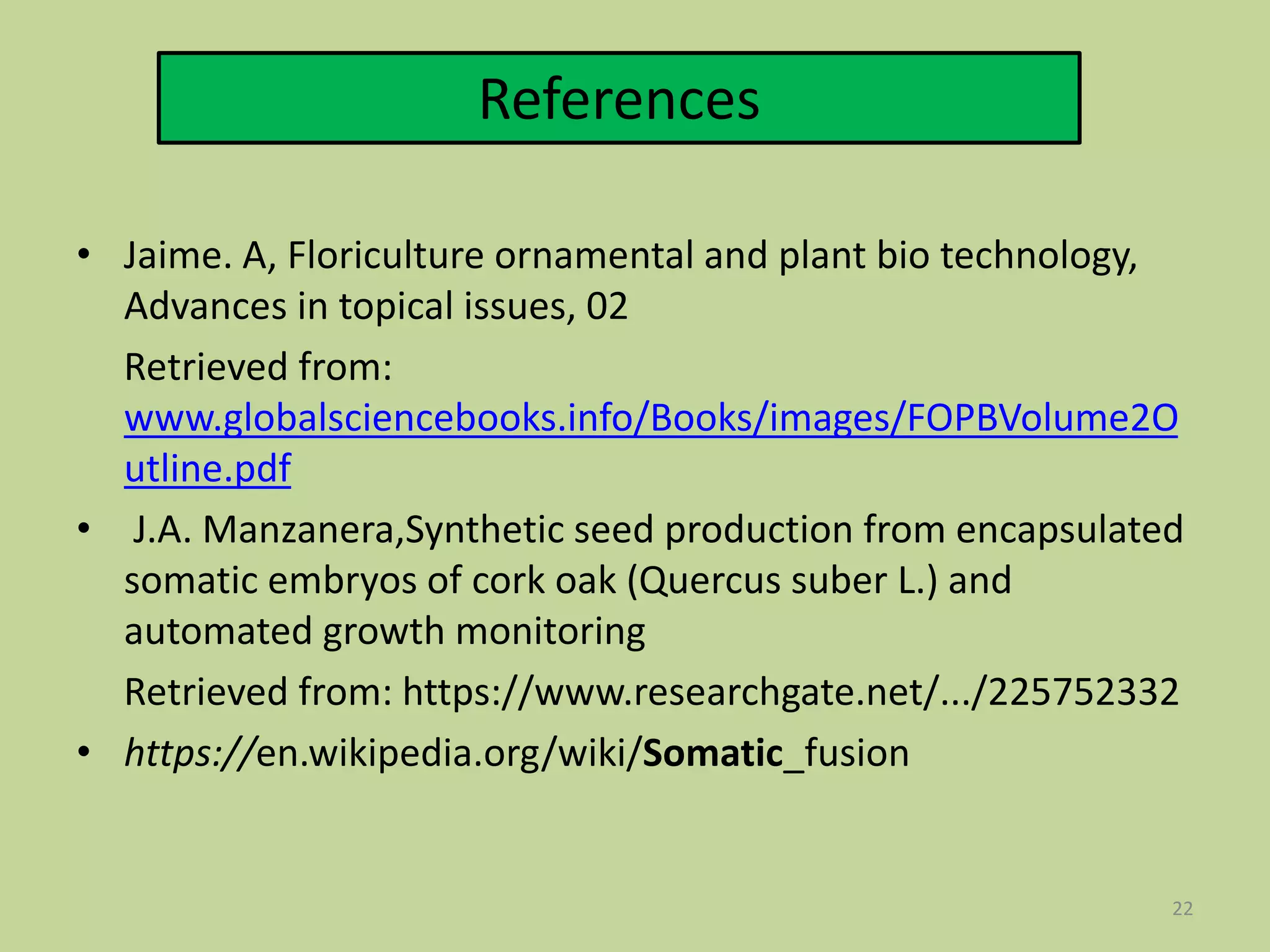 Applications of tissue culture in floriculture | PPTX