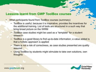 Application of toolbox so far… how to benefit from tool box in ...
