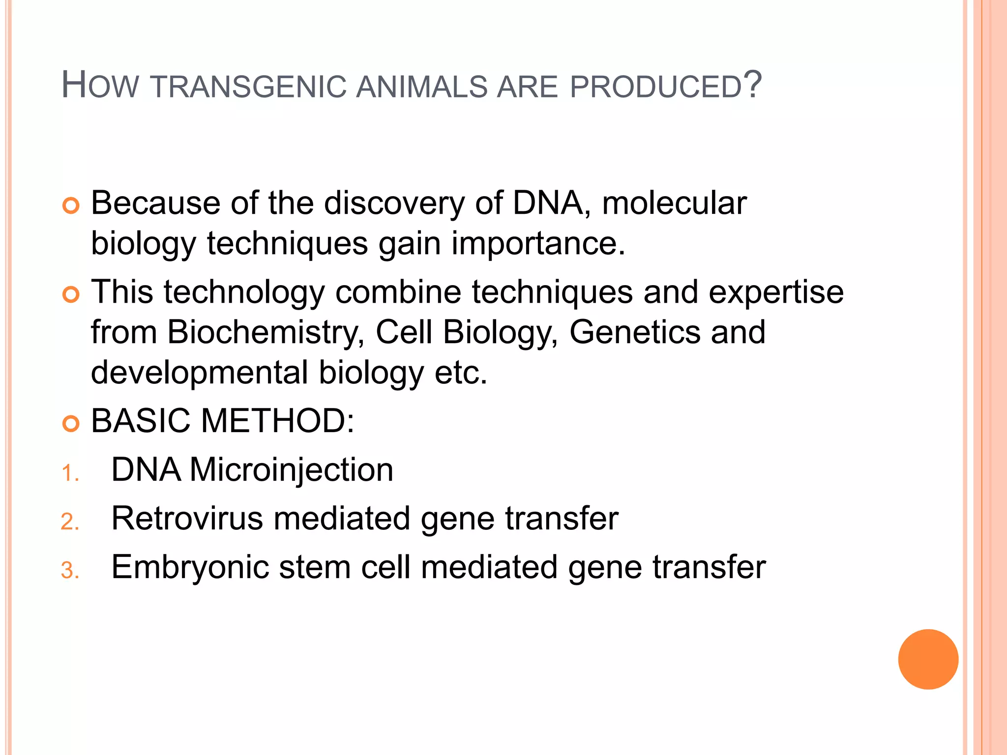 Application of transgenesis ppt | PPTX