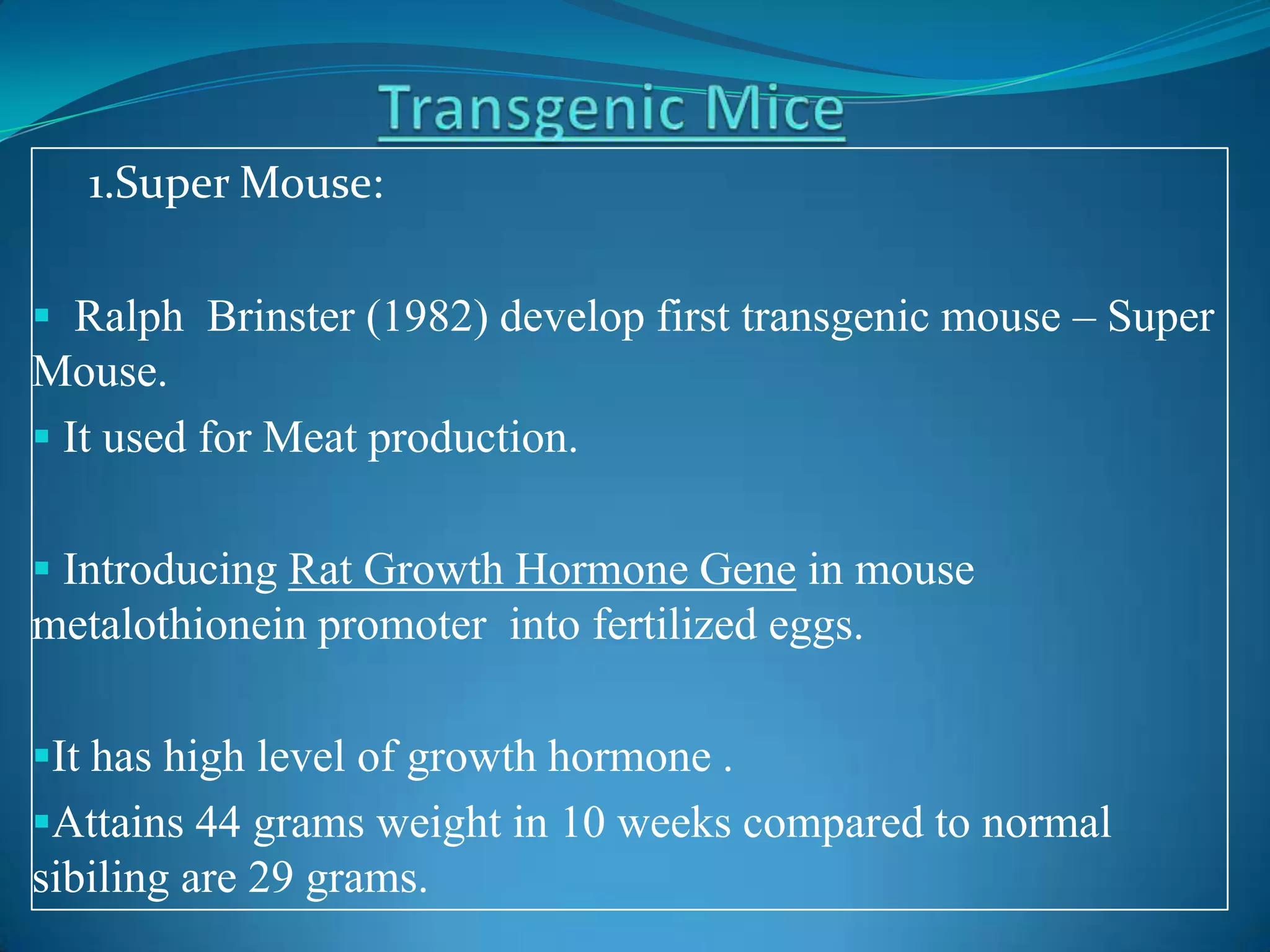Application of transgenic animals | PPTX