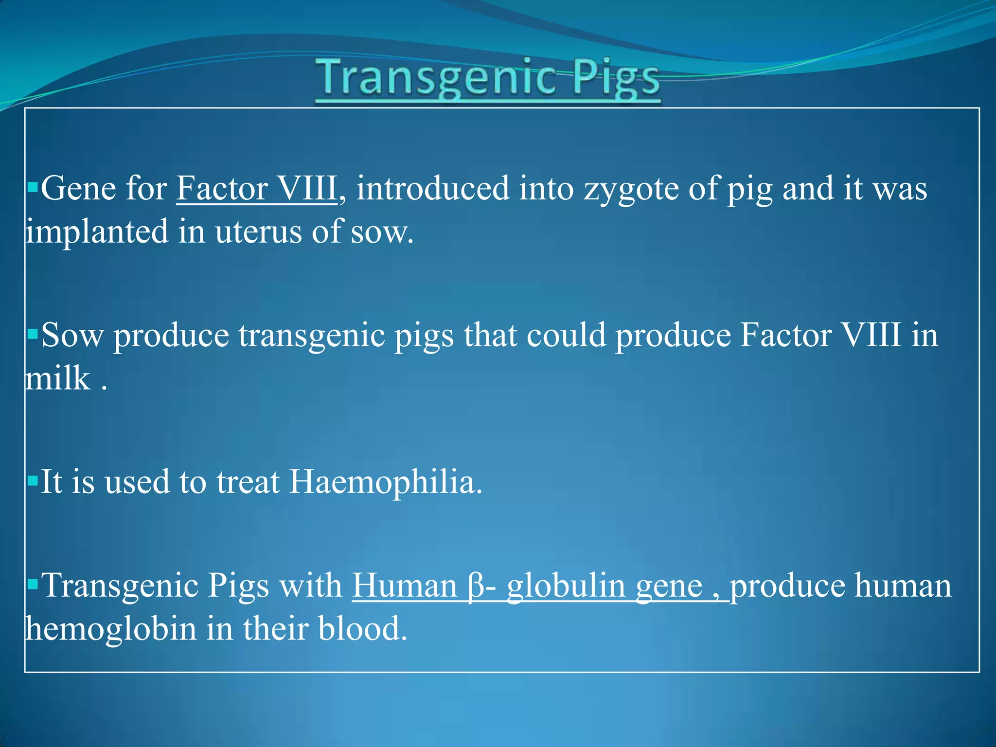 Application of transgenic animals | PPTX