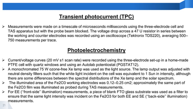 Transient Absorption Spectrometry in Photoelectrochemical Splitting of Water | PPTX | Chemistry ...