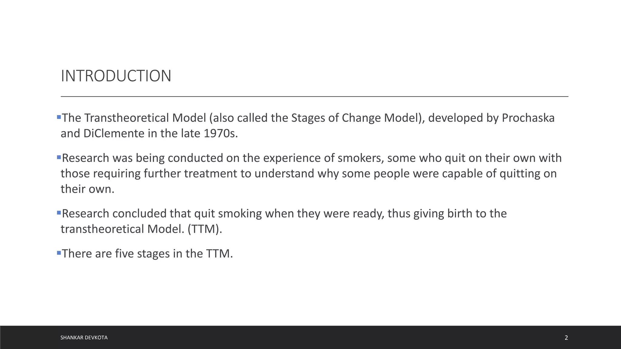 Application of transtheoritical model in research design | PPTX