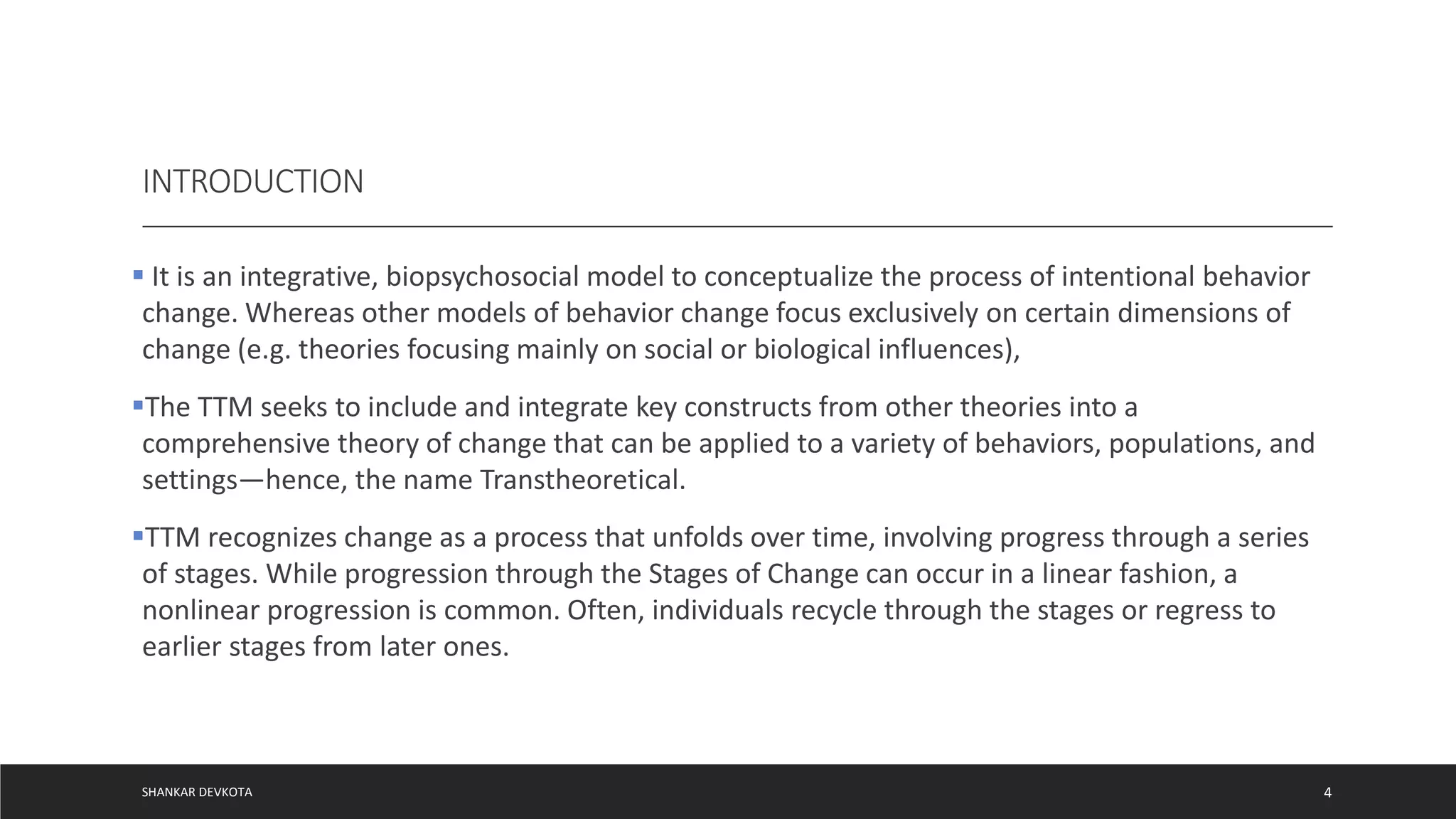 Application of transtheoritical model in research design | PPTX