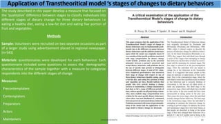 Application of transtheoritical model in research design | PPT