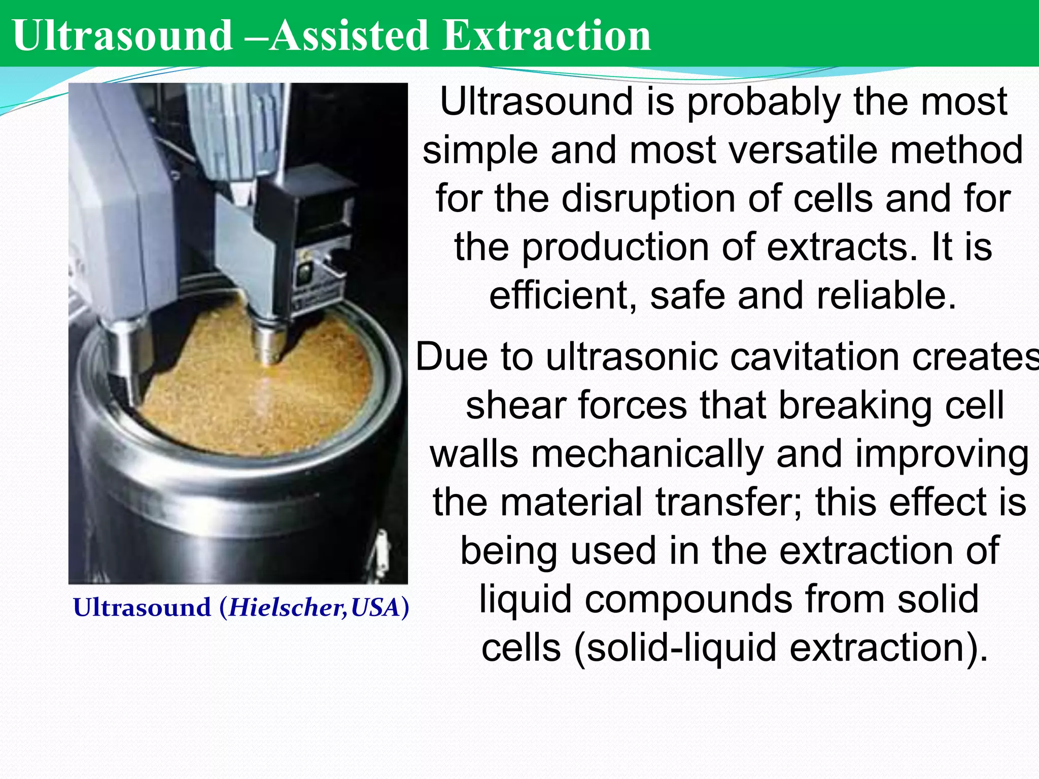 Application of ultrasound in separation process | PPTX