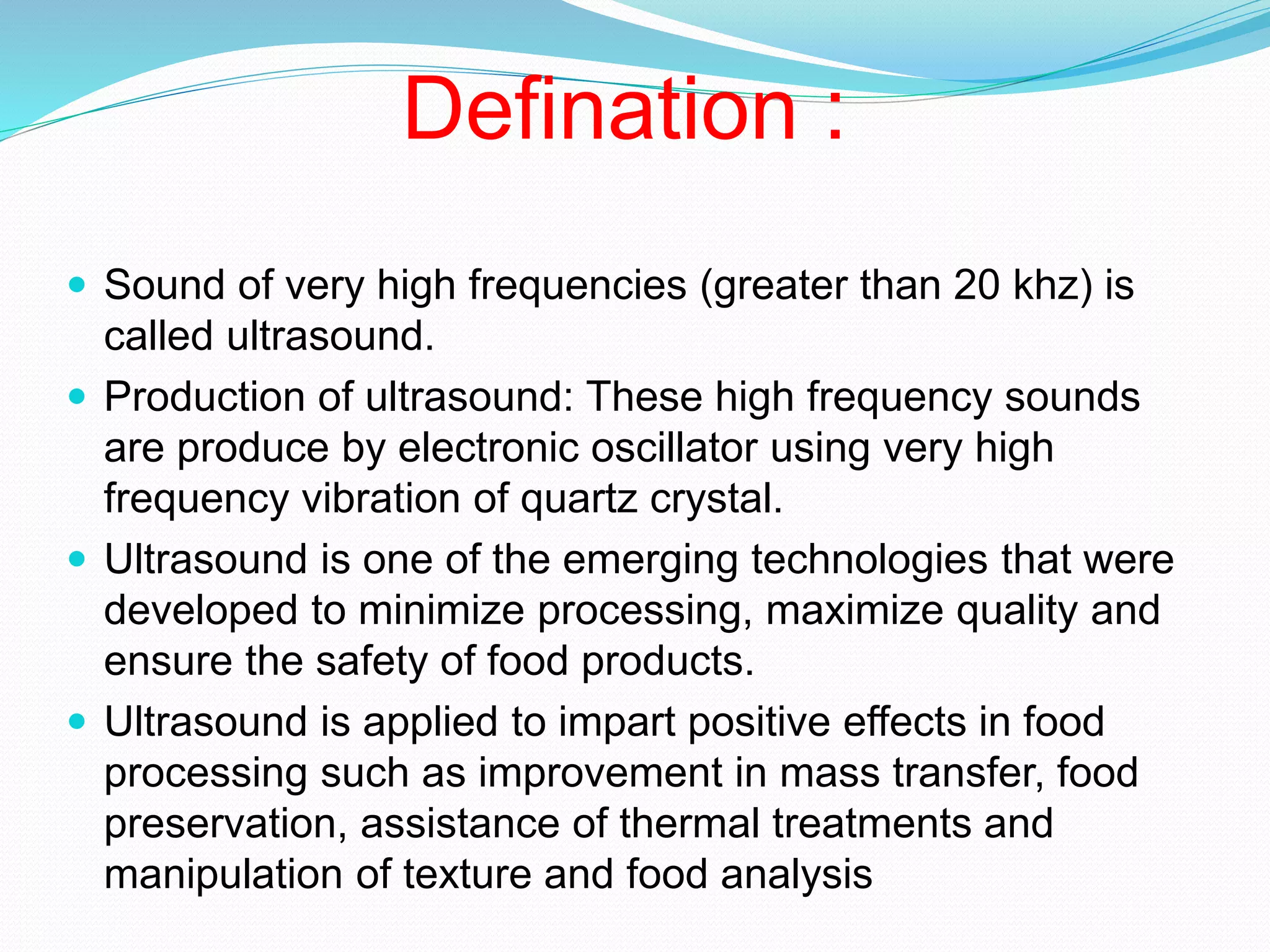 Application of ultrasound in separation process | PPTX