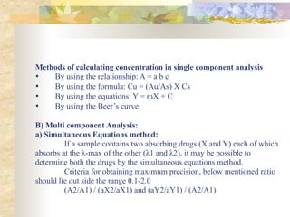 Application of UV Visible spectroscopy in pharmaceuticals | PDF