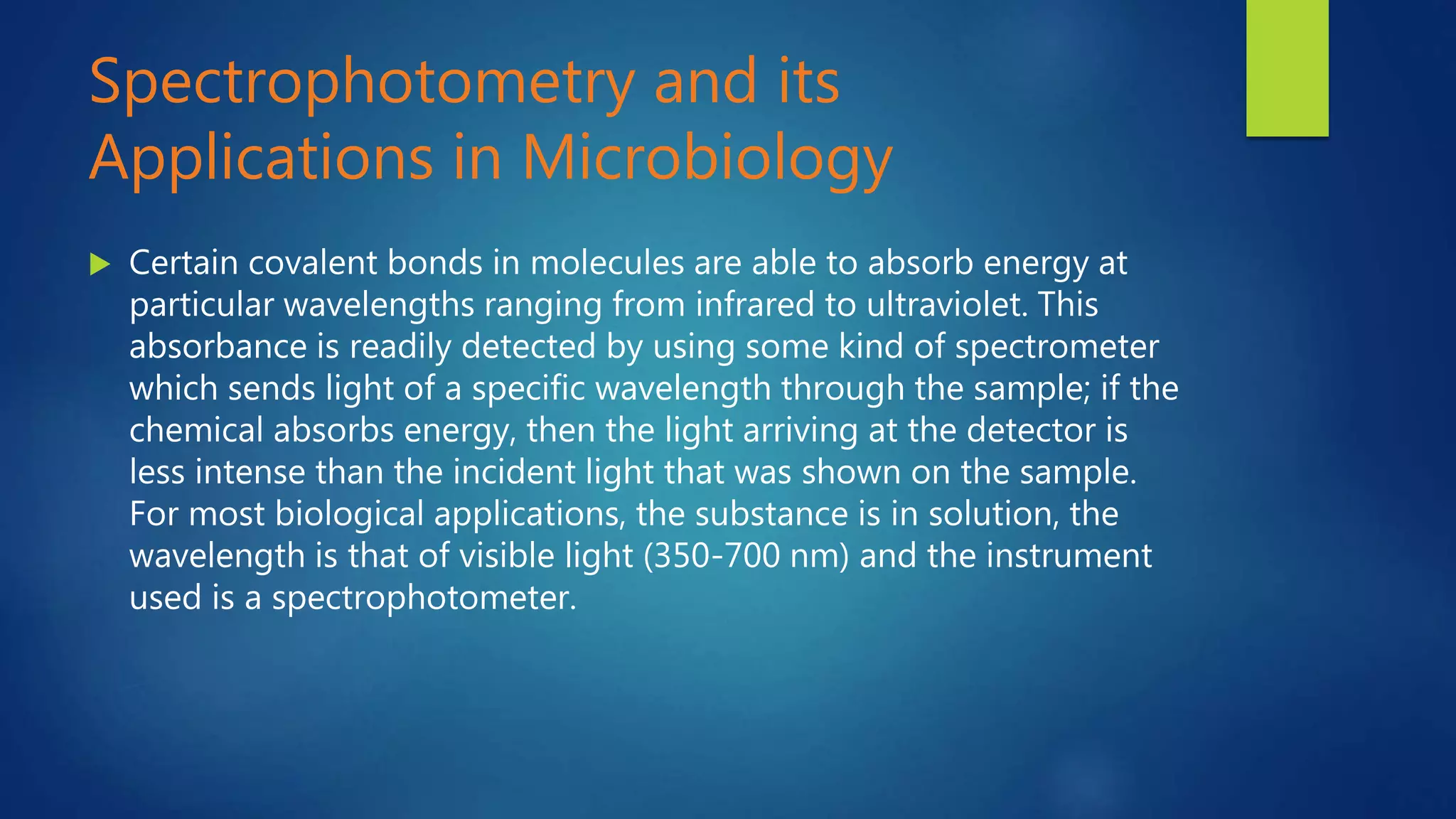 Application of uv visible spectroscopy in microbiology | PPTX