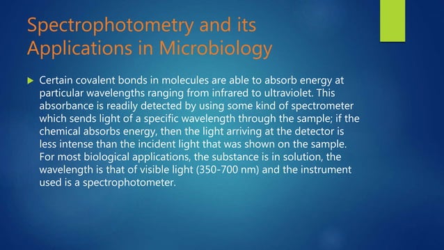 Application of uv visible spectroscopy in microbiology | PPTX ...