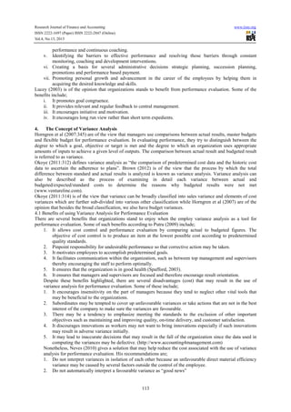 Application of variance analysis for performance evaluation a cost ...