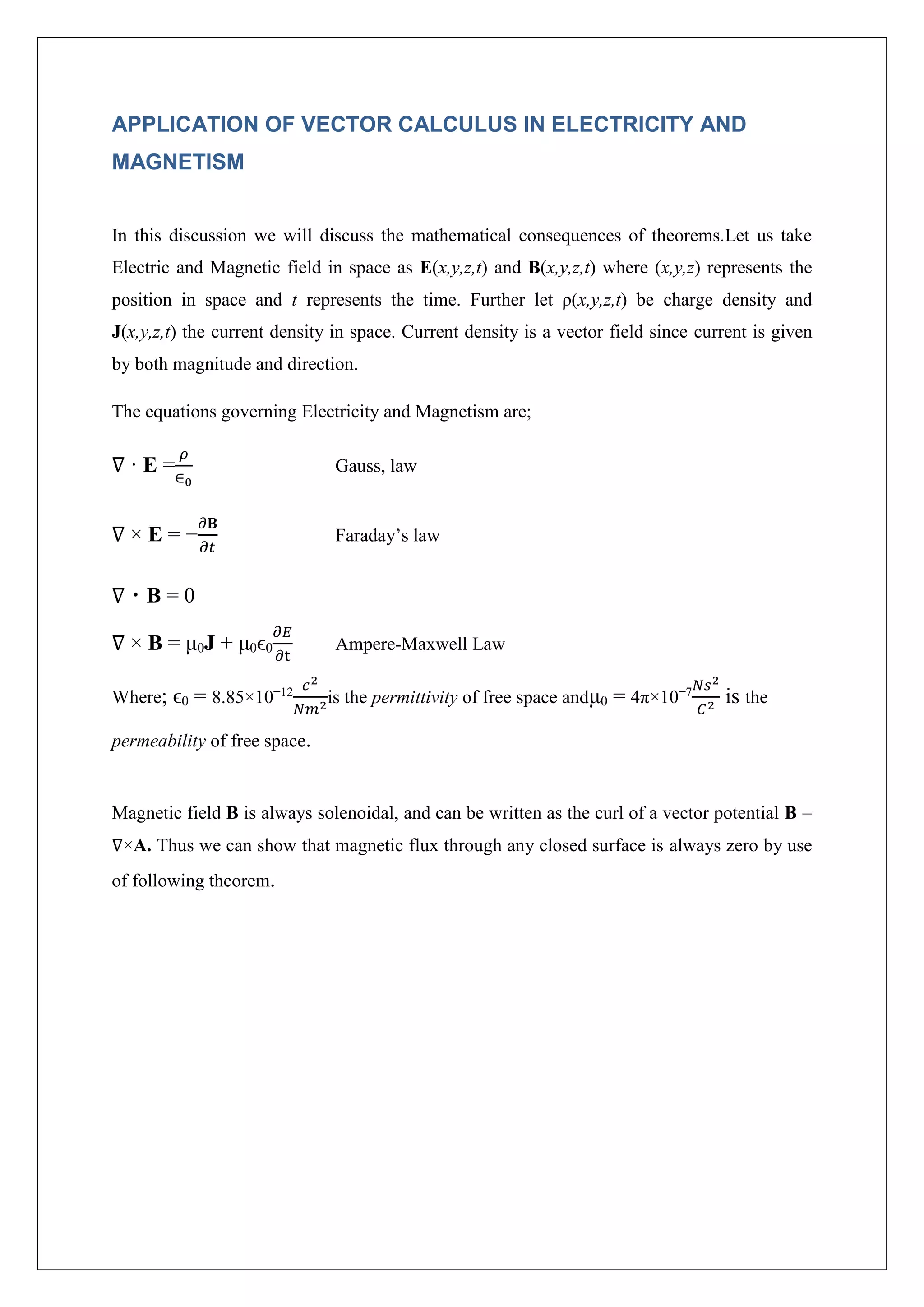 Application of vector integration | DOCX