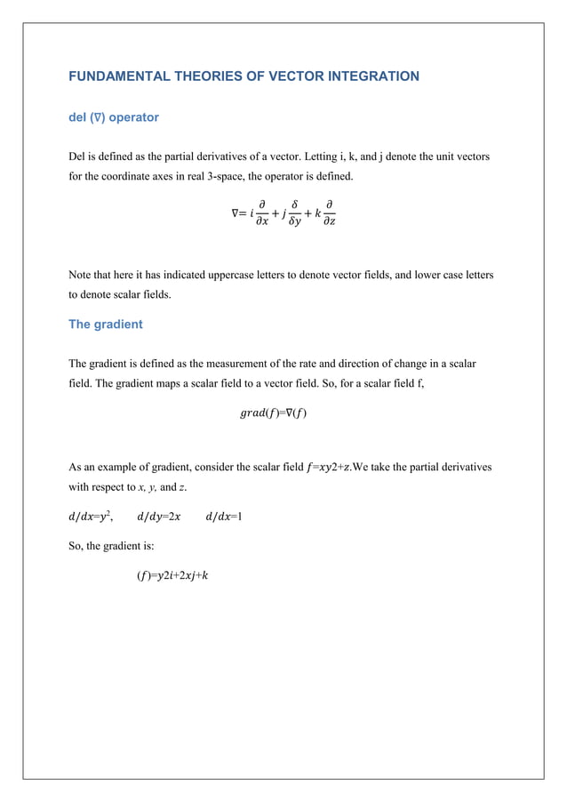 Application of vector integration | DOCX | Physics | Science