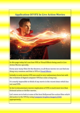 Application Of VFX In Live Action Movies | PDF