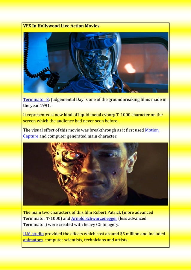 Application Of VFX In Live Action Movies | PDF