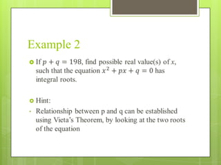 Application of vieta’s theorem | PPSX