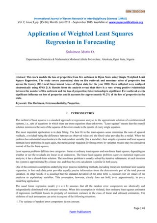 Application of Weighted Least Squares Regression in Forecasting | PDF