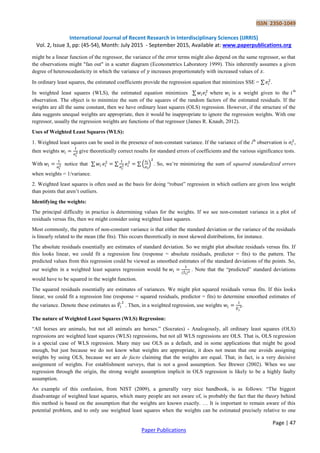 Application of Weighted Least Squares Regression in Forecasting | PDF