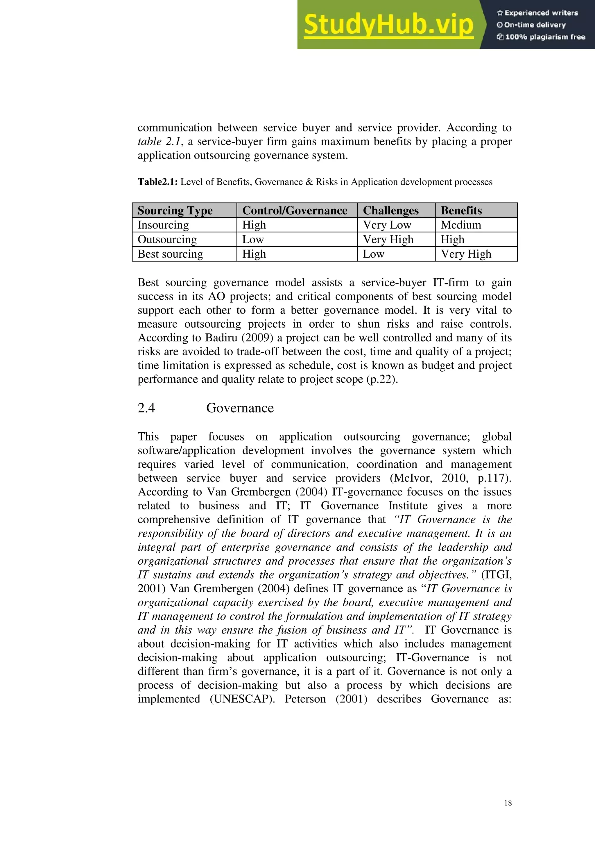 Application Outsourcing Governance Model Critical Components Of A ...