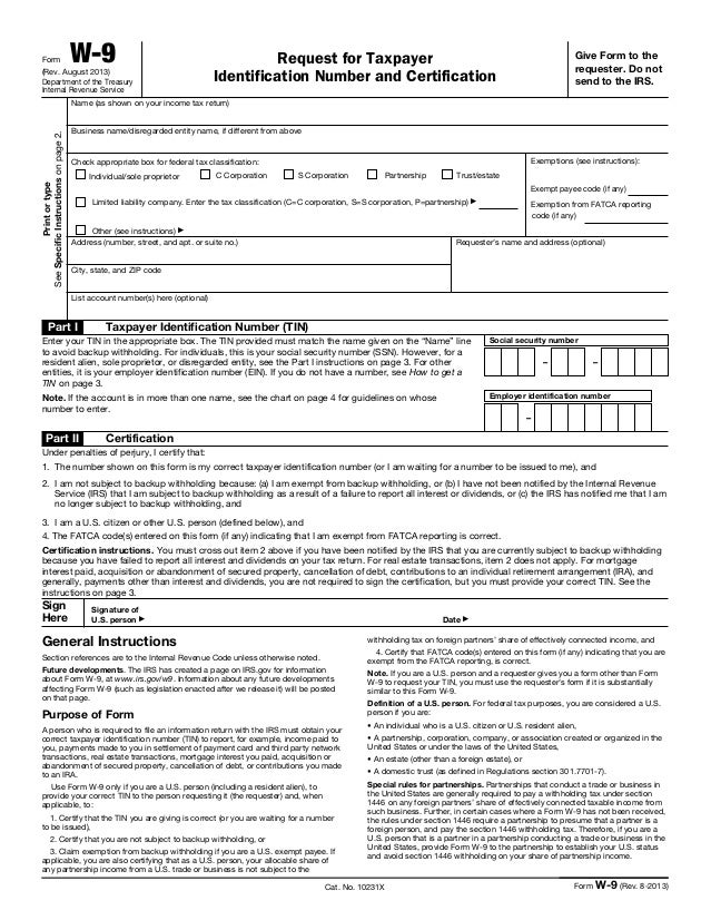 W-9 tax form blank - kndjinj