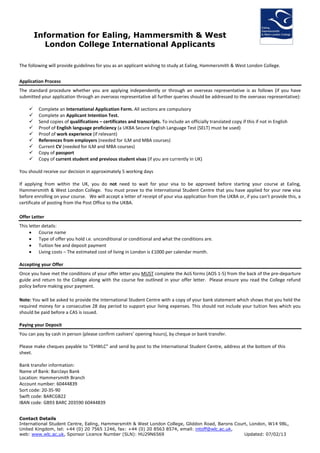 Ealing Hammersmith and West London College Application process 2013 | PDF