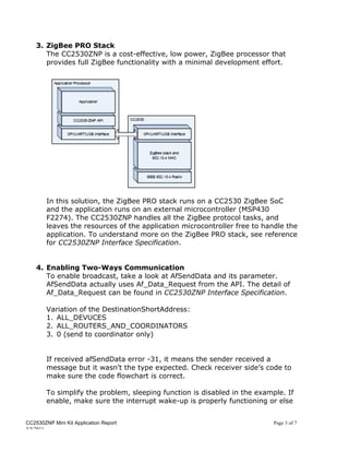 Application Report On CC2530 Mini Kit Mesh Network | PDF