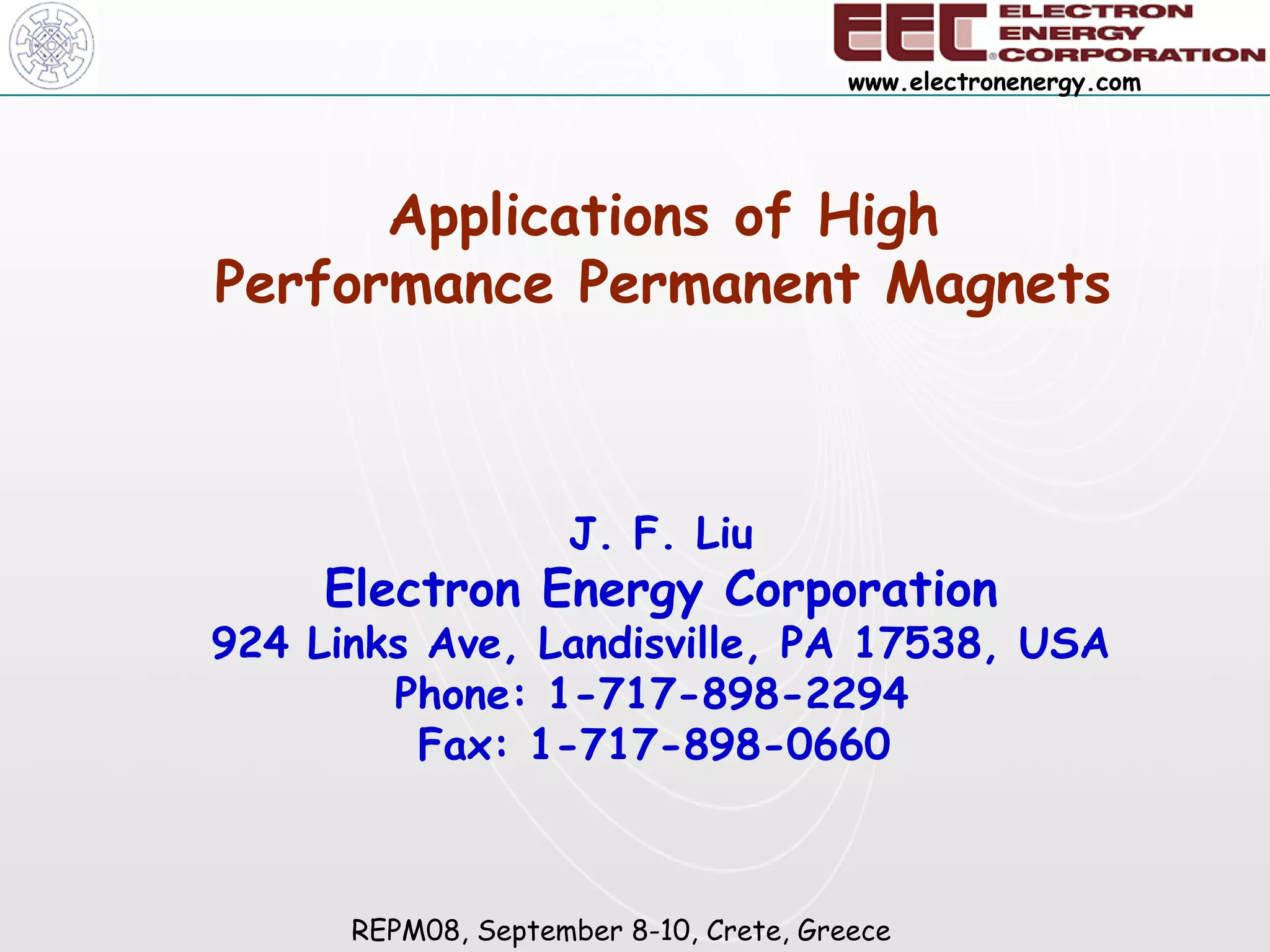 Applications of High Performance Permanent Magnets | PPT