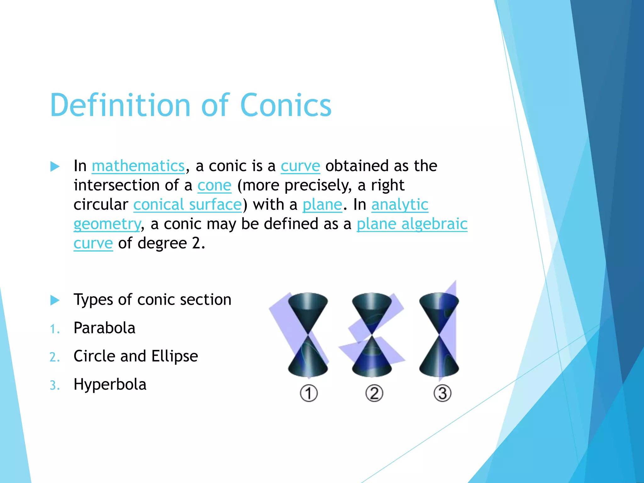 Applications of conic and vectors | PPTX
