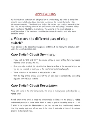 Applications Of Clapping Switch | DOCX