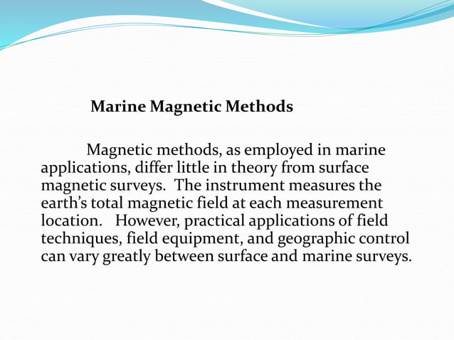 Applications Gravity survey Magnetic survey Electrical resistivity ...
