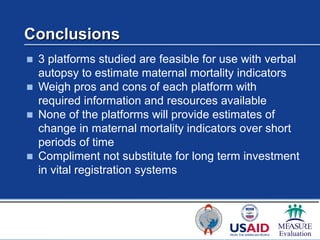 Applications for Measuring Maternal Mortality: Three Case Studies Using ...