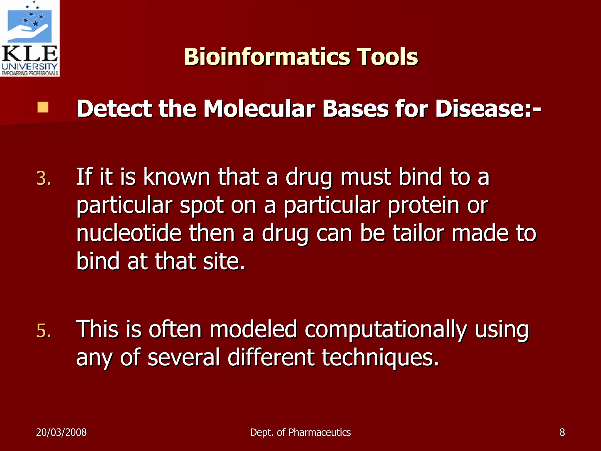 Applications Of Bioinformatics In Drug Discovery And Process | PPT