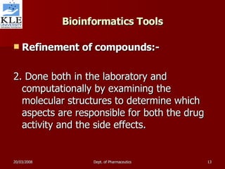 Applications Of Bioinformatics In Drug Discovery And Process | PPT
