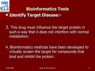 Applications Of Bioinformatics In Drug Discovery And Process | PPT