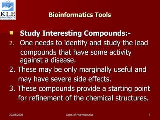 Applications Of Bioinformatics In Drug Discovery And Process | PPT