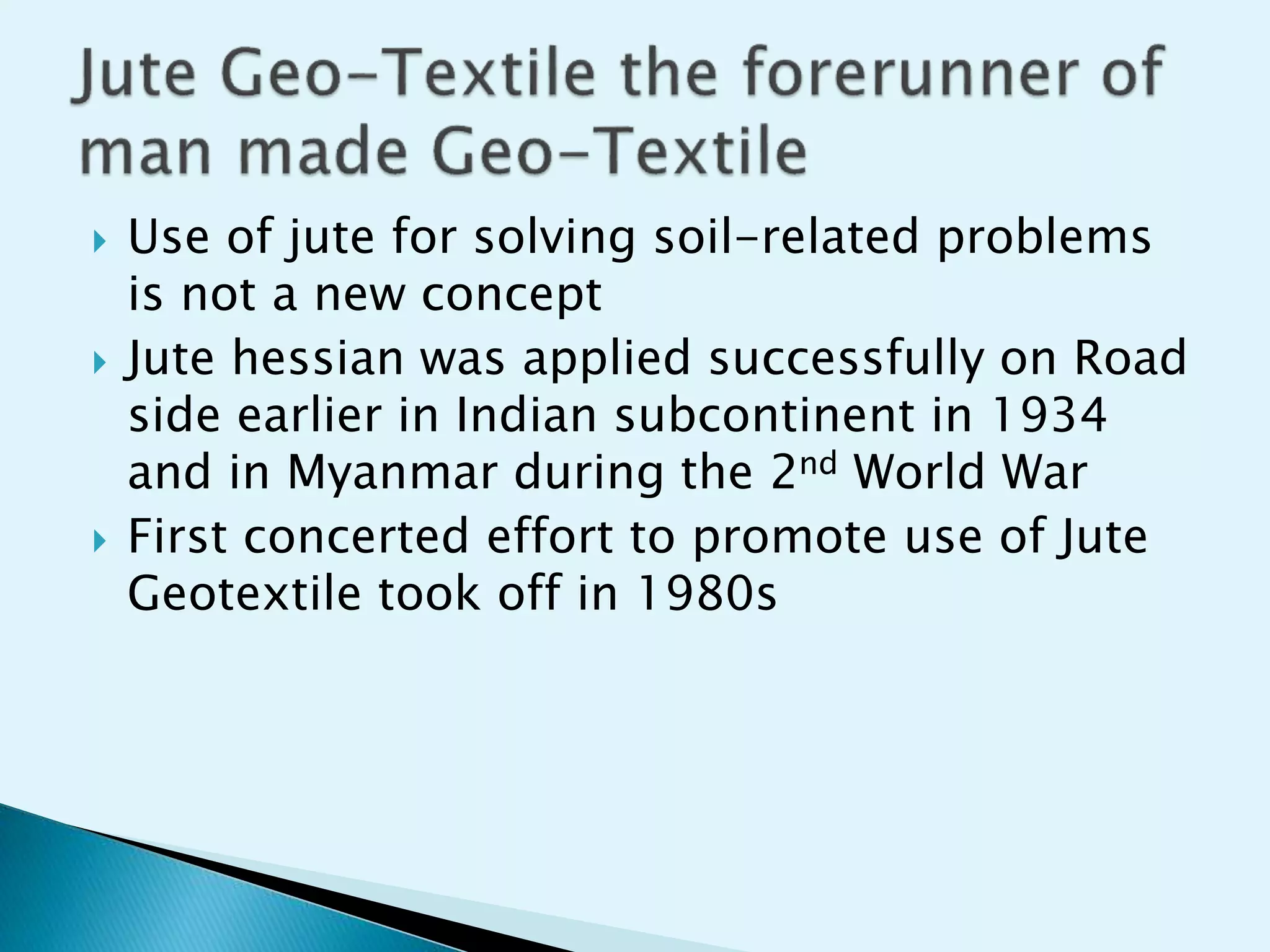 Applications of Jute Geo –Textiles | PPTX