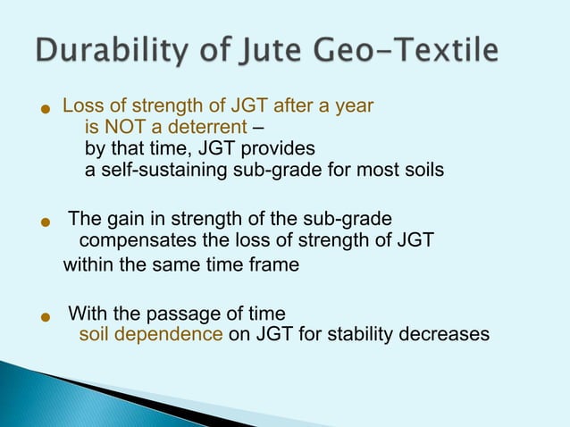 Applications of Jute Geo –Textiles | PPT