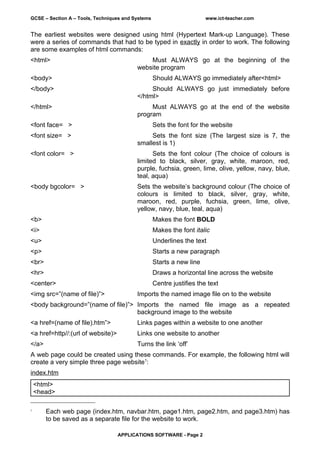 Applications Software - Web Design. worksheet. | DOC | Web Design and ...