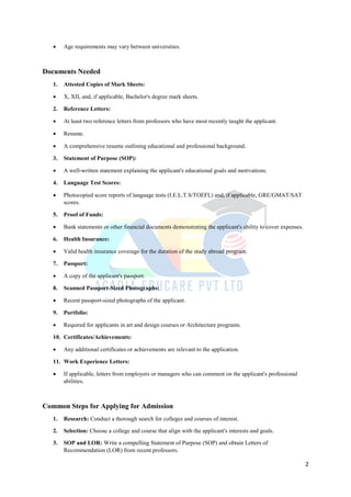 Applications, Admissions Guidelines for Study Abroad | PDF