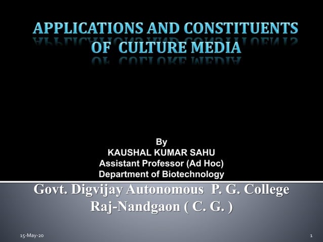 Constituents of culture media, application | PPT