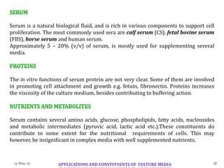 Constituents of culture media, application | PPTX
