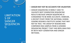 Applications and drawbacks of sanger sequencing | PPTX