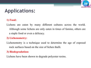 Applications and economic importance of lichens | PPT