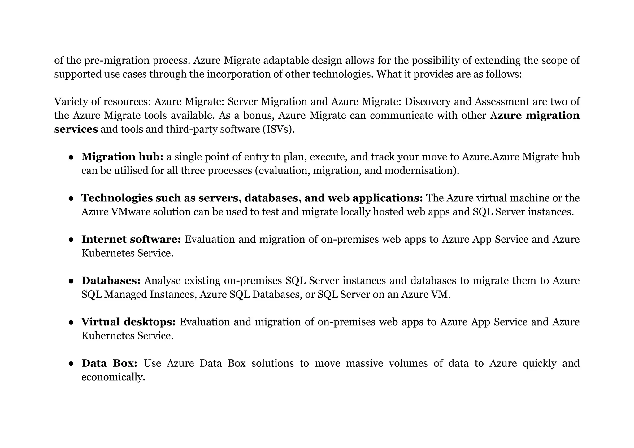 Applications And Workloads In Azure Data Migration Are Done In Four