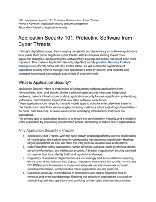 Application Security 101_ Protecting Software from Cyber Threats.pdf