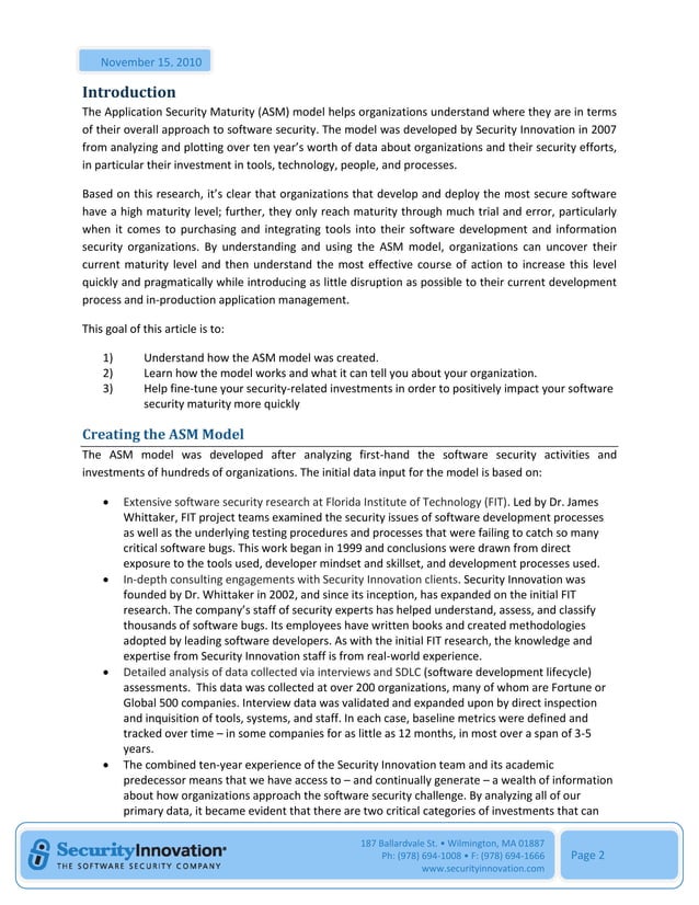 Application Security Maturity Model | PDF