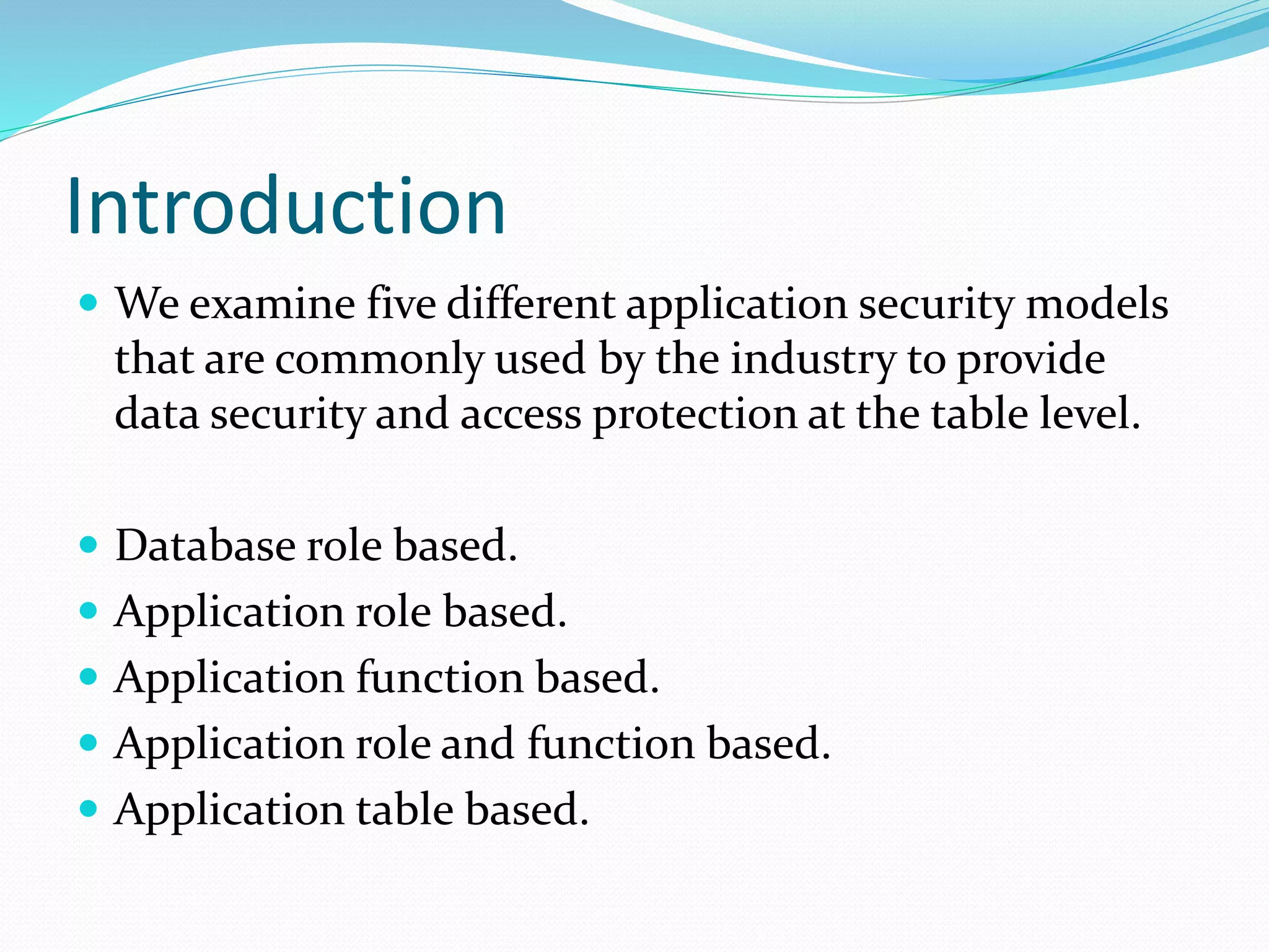 Application security models | PPTX