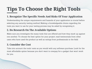 Application Security Testing Benefits Value and Tools | PDF