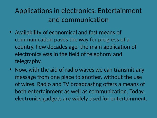 Applications in electronics 1 for science | PPT
