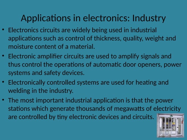 Applications in electronics 1 for science | PPT